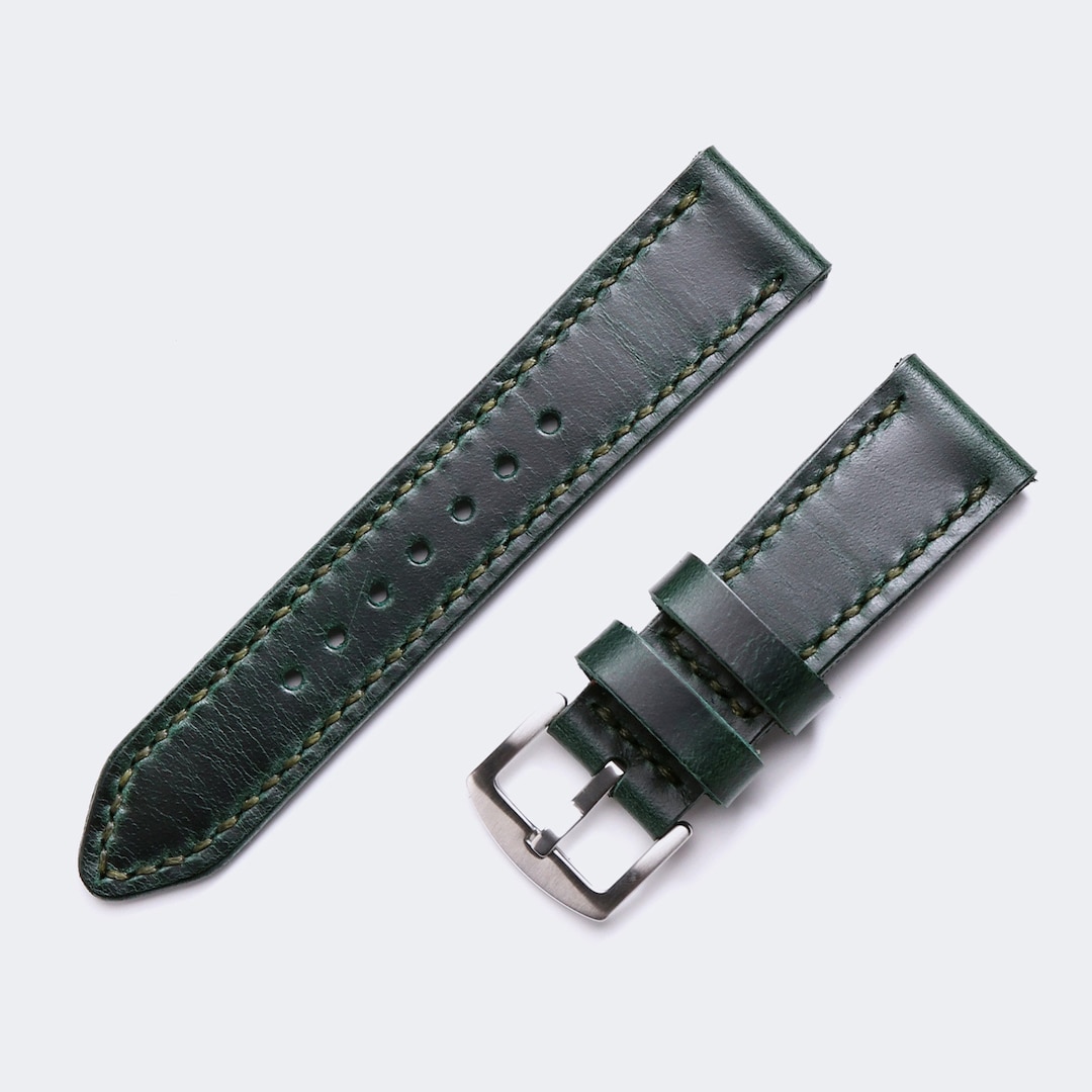 Leather Watch Strap/distressed Forest Green Leather Custom Made Panerai ...