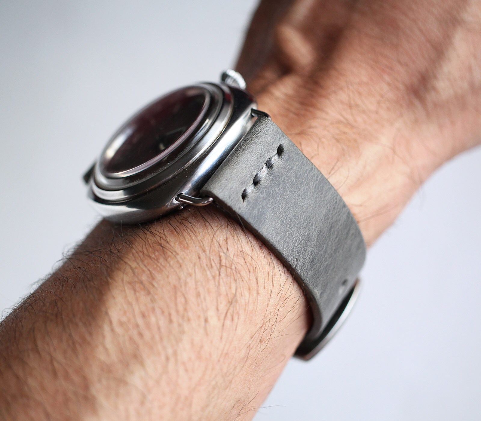 Leather 20mm Watch Strap / 18mm 22 Mm 24mm 26mm Antique Gray | Etsy