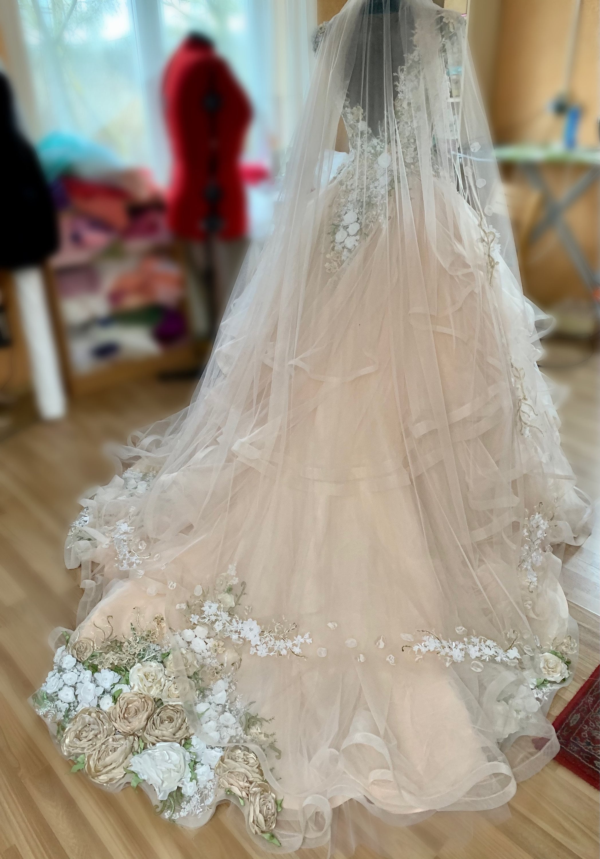 Ivory/blush Pink Veil - Etsy