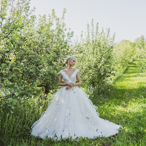 Off-white Princess Wedding Dress (inga Ezergale Design Roses 2 ...