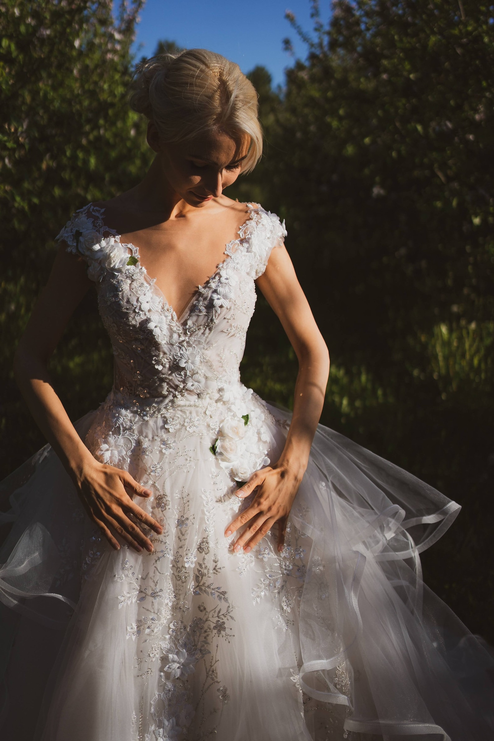 Off-white Princess Wedding Dress inga Ezergale Design Roses 2 ...