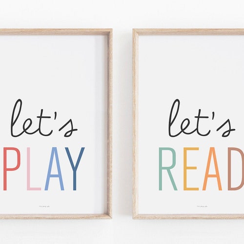 Set of 2 Prints Download Let's Play Print Let's Read | Etsy