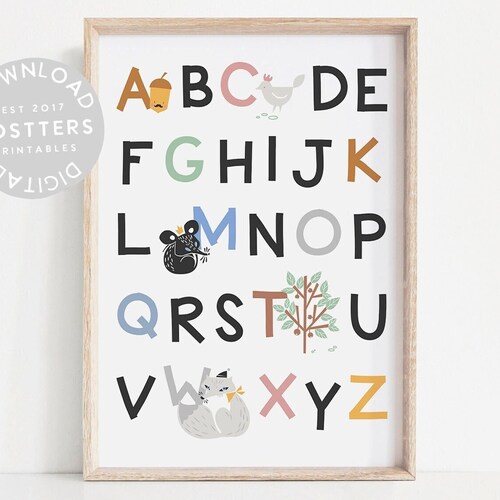 Watercolor Alphabet Printable Poster ABC Nursery Decor | Etsy