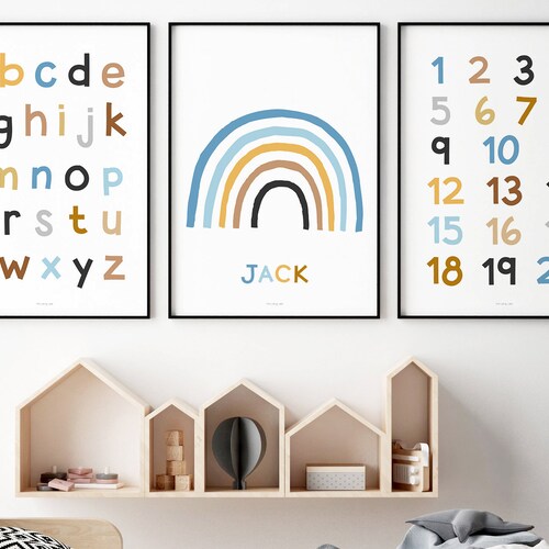 Set of 3 Prints ABC Printable Numbers 1-20 Sunshine Print | Etsy