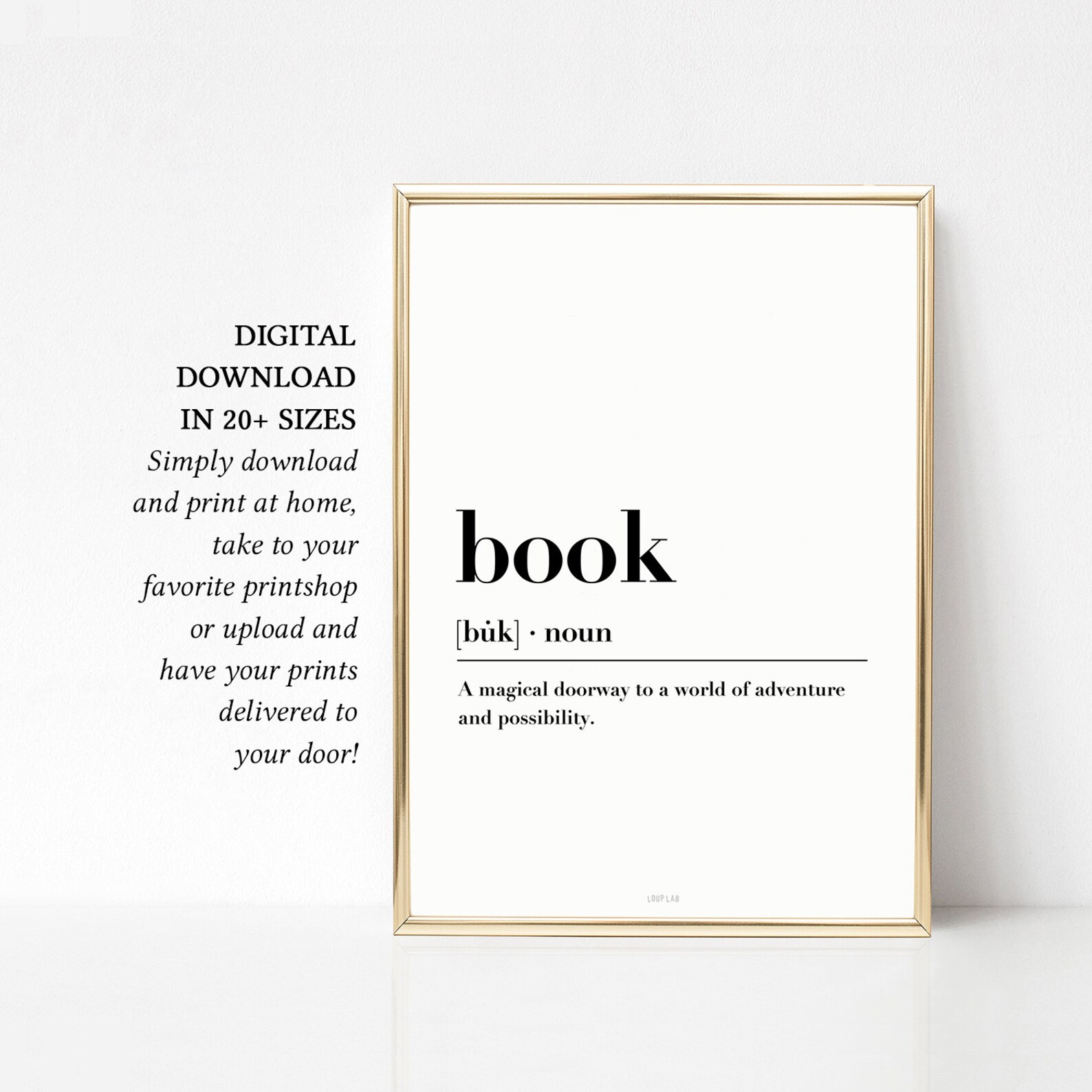 Book definition print Book print Book lovers gift Book art | Etsy