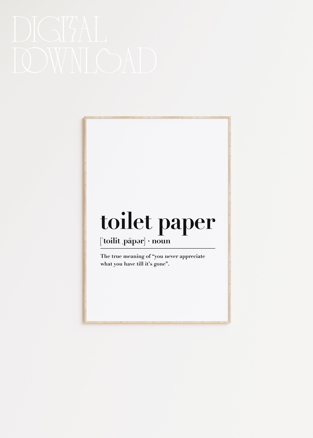 Toilet Paper Definition Print Bathroom Printable Bathroom Etsy