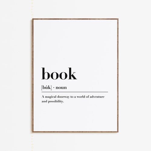 Book Definition Print Book Print Book Lovers Gift Book Art - Etsy