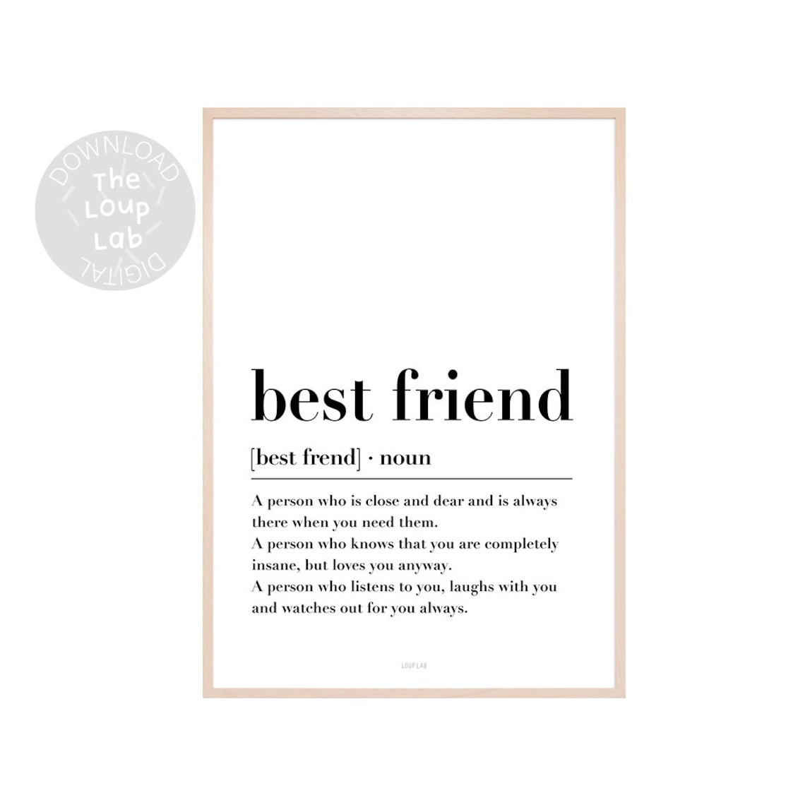 Best Friend Definition Print Best Friend Gift Best Friend | Etsy
