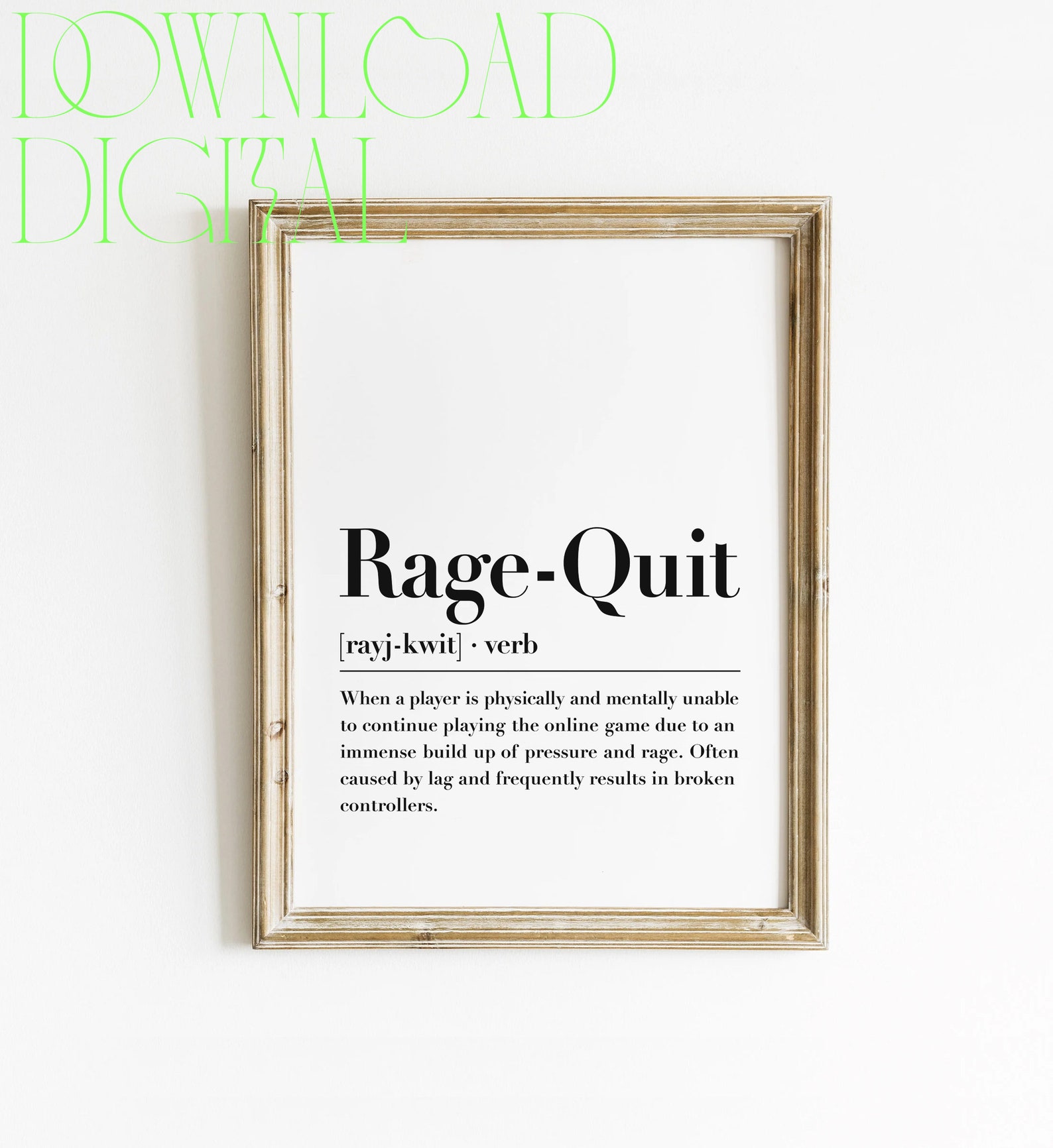 Rage Quit Definition Print Game Gift Funny Definition Print - Etsy