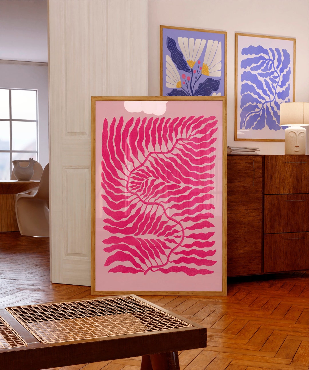 Fuchsia Abstract Fern Leaf Print Abstract Plant Wall Art - Etsy