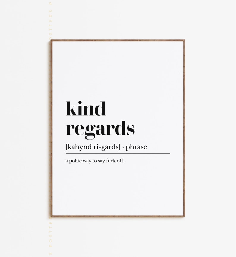 Kind Regards Definition Print Office Definition Wall Prints - Etsy