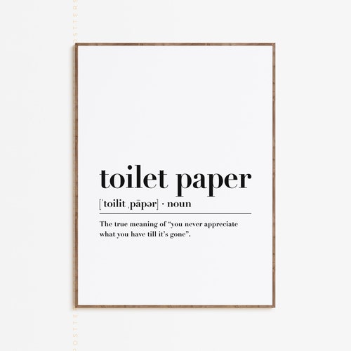Toilet Paper Definition Print Bathroom Printable Bathroom Etsy