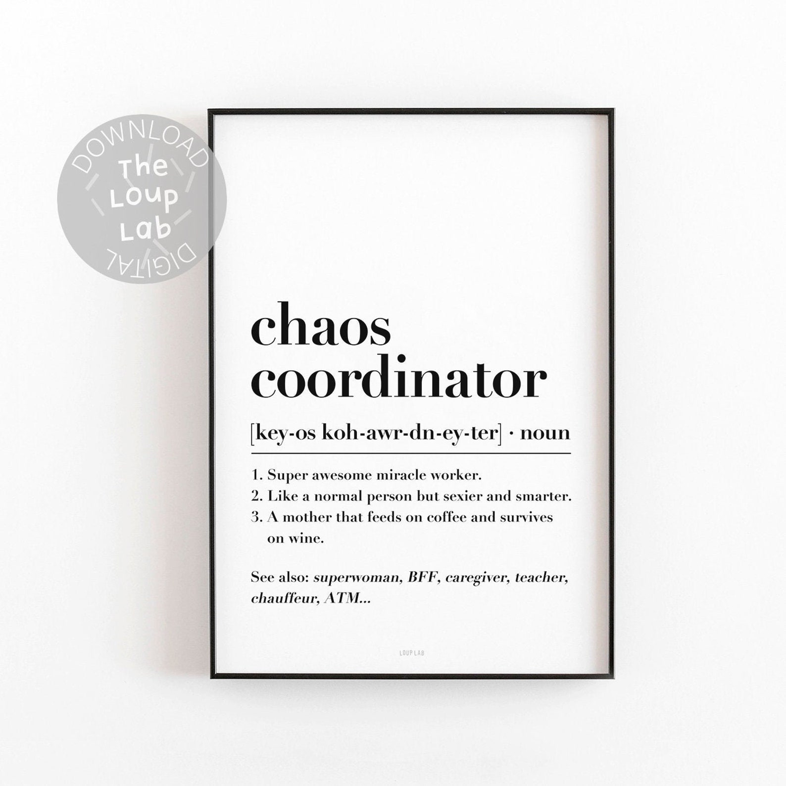 Chaos Coordinator definition print Funny Chaos Coordinator | Etsy