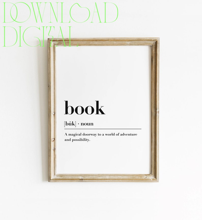 Book Definition Print Book Print Book Lovers Gift Book Art - Etsy