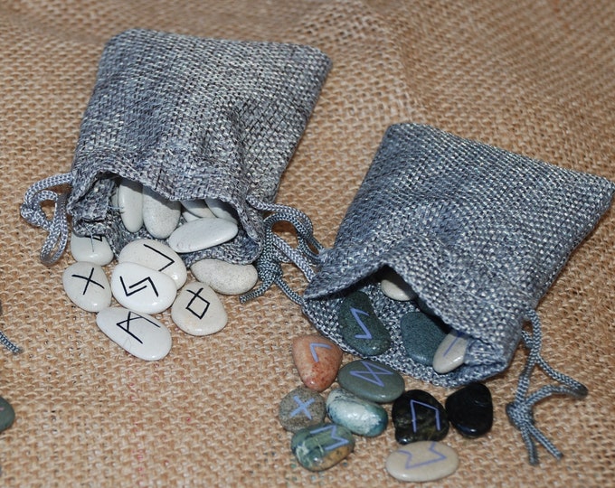 25 Tiny Stone Runes in a Small Pouch Elder Futhark Runes, Hand Painted ...