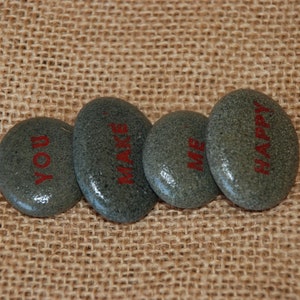 Set of 4 Pebbles Inspiration, Motivation, Message, Wish, Word Pocket ...