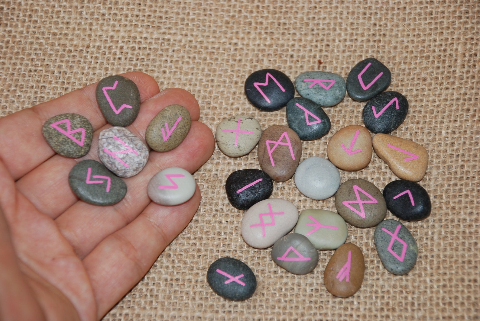 25 Sea Stone Runes in Organza Pouch Elder Futhark Runes | Etsy