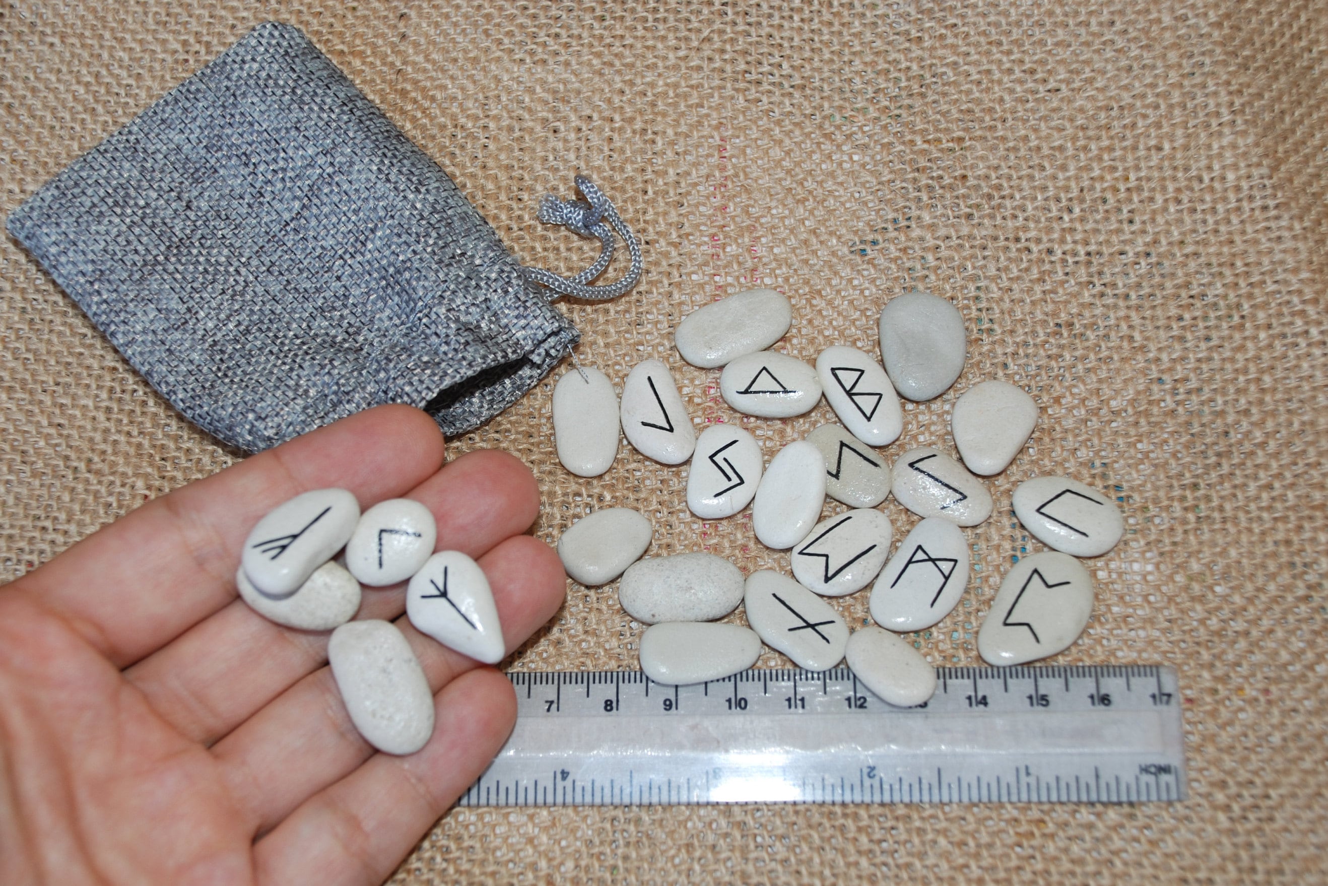 25 Tiny Stone Runes in a Small Pouch Elder Futhark Runes | Etsy