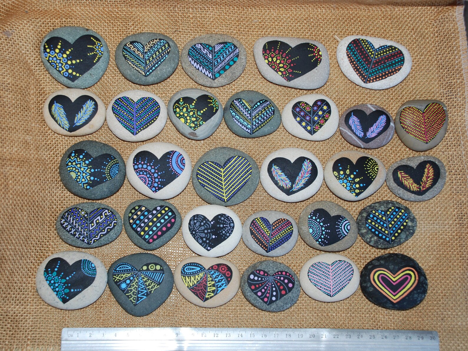 Painted Stones Heart Hand Painted Rocks Colorful Painted - Etsy