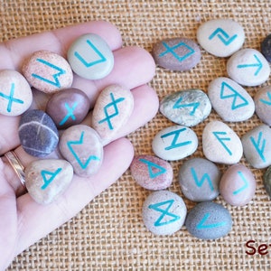25 Tiny Stone Runes in a Small Pouch Elder Futhark Runes - Etsy