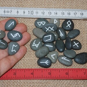 25 Sea Stone Runes in Organza Pouch Elder Futhark Runes | Etsy