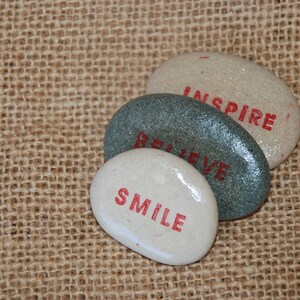 Set of 3 Pebbles Inspiration, Motivation, Message, Wish, Word Pocket ...