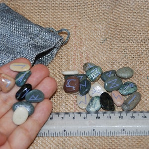 25 Tiny Stone Runes in a Small Pouch Elder Futhark Runes | Etsy
