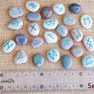 25 Tiny Stone Runes in a Small Pouch Elder Futhark Runes - Etsy