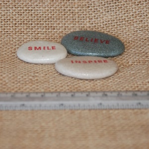 Set of 3 Pebbles Inspiration, Motivation, Message, Wish, Word Pocket ...