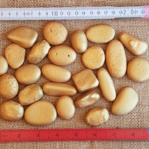 25 Gold Stones for Decor Sea Pebbles Table Potpourri, Zen Stones, Gold ...
