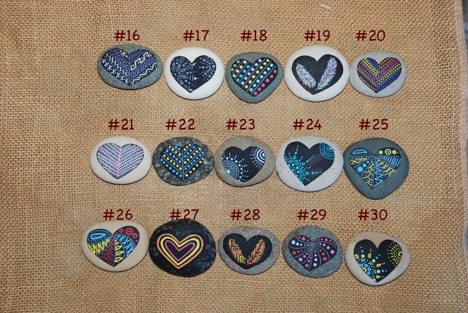 Painted Stones Heart Hand Painted Rocks Colorful Painted - Etsy Australia