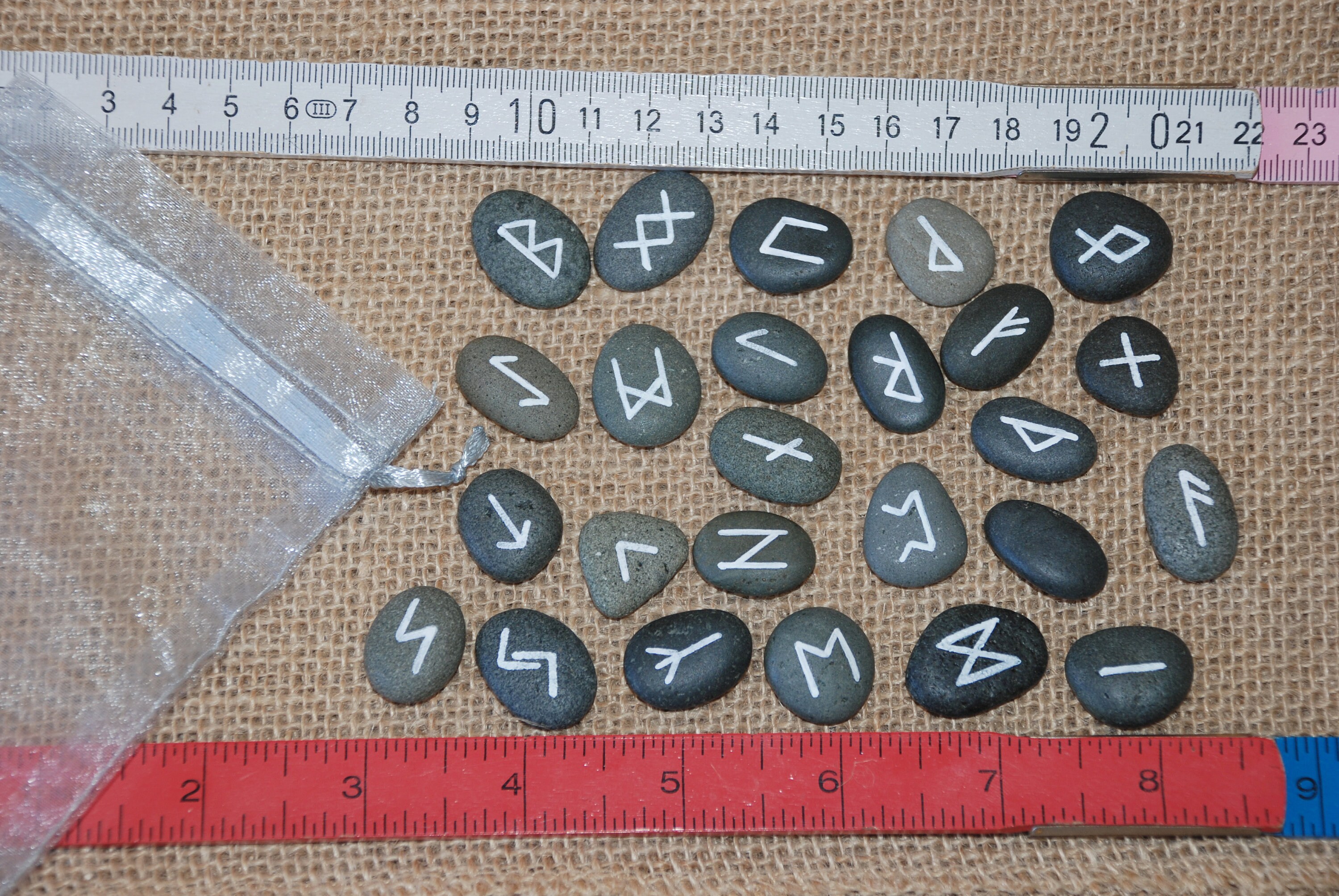 25 Sea Stone Runes in Organza Pouch Elder Futhark Runes | Etsy