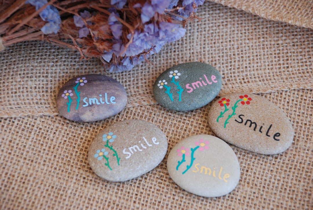 Smile Stone Inspiration Motivation Message Wish Word - Etsy