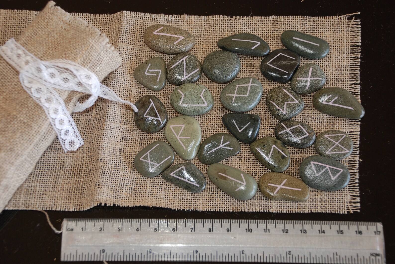 25 Sea Stone Runes & Handmade Pouch Elder Futhark Runes | Etsy