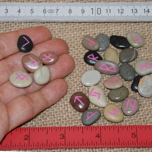 25 Sea Stone Runes & Handmade Pouch Elder Futhark Runes - Etsy