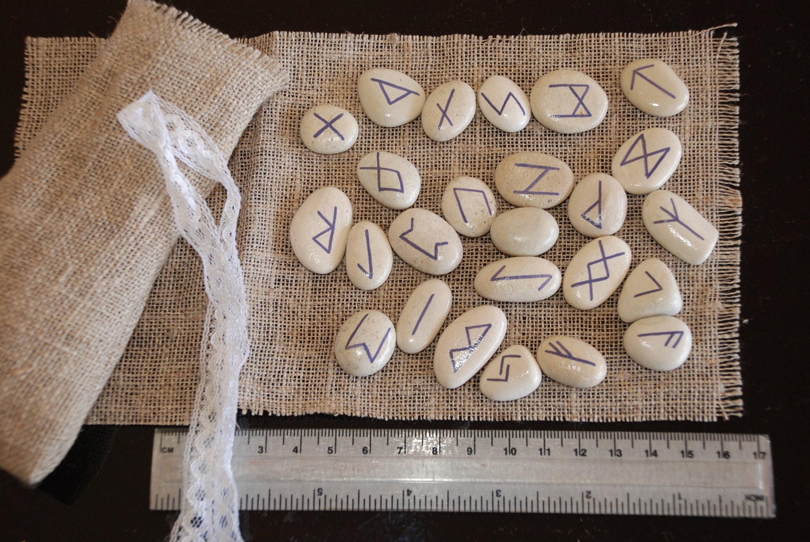 25 Sea Stone Runes & Handmade Pouch Elder Futhark Runes | Etsy