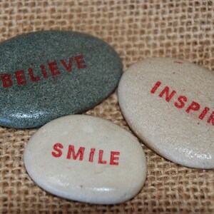 Set of 3 Pebbles Inspiration, Motivation, Message, Wish, Word Pocket ...