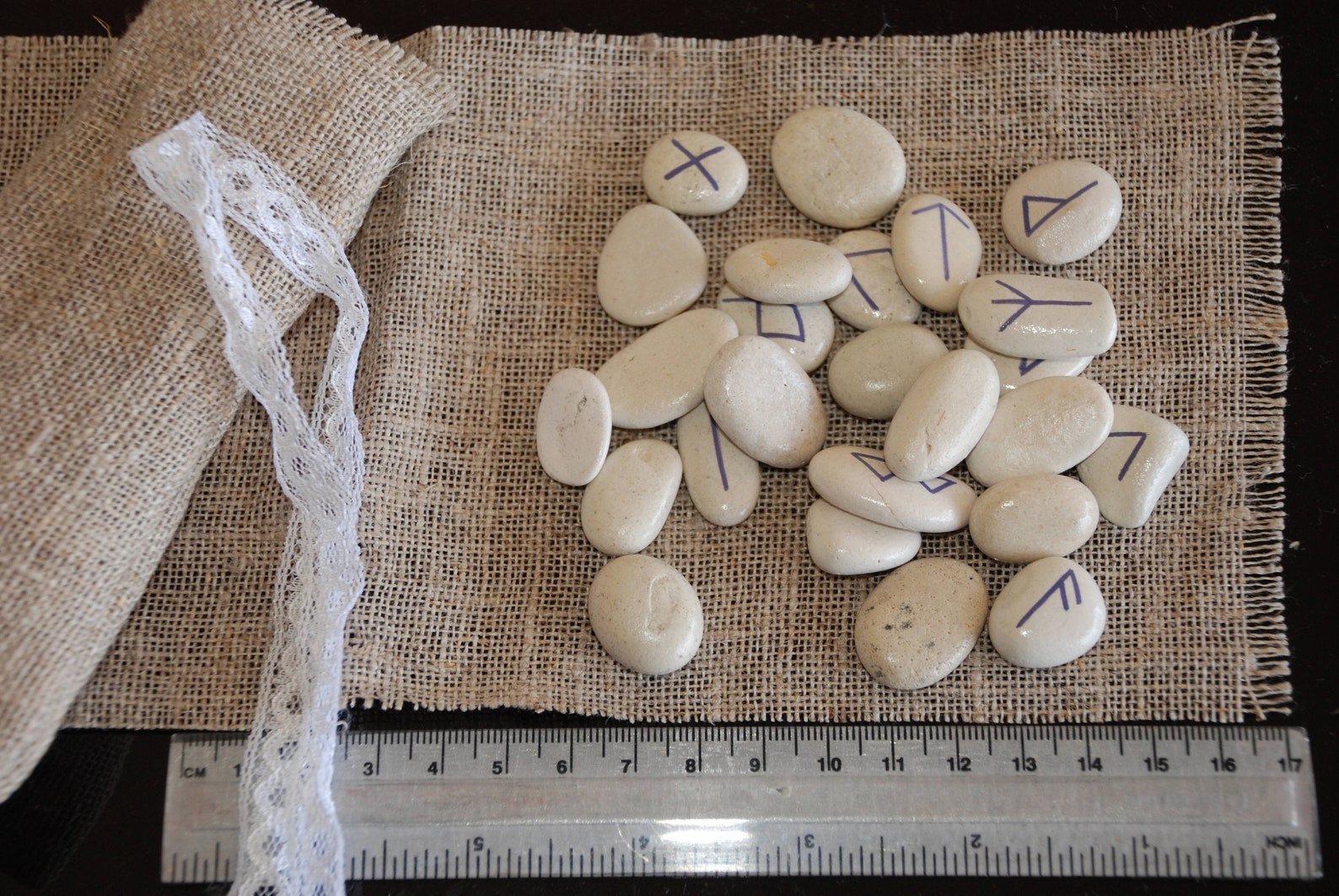 25 Sea Stone Runes & Handmade Pouch Elder Futhark Runes | Etsy