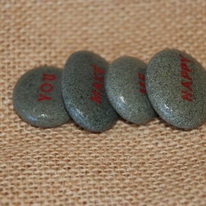 Set of 4 Pebbles Inspiration, Motivation, Message, Wish, Word Pocket ...