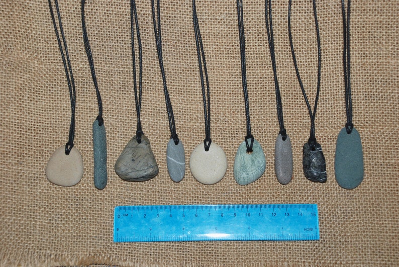 Simple Unisex Sea Pebble Necklace Natural Beach Pebble | Etsy