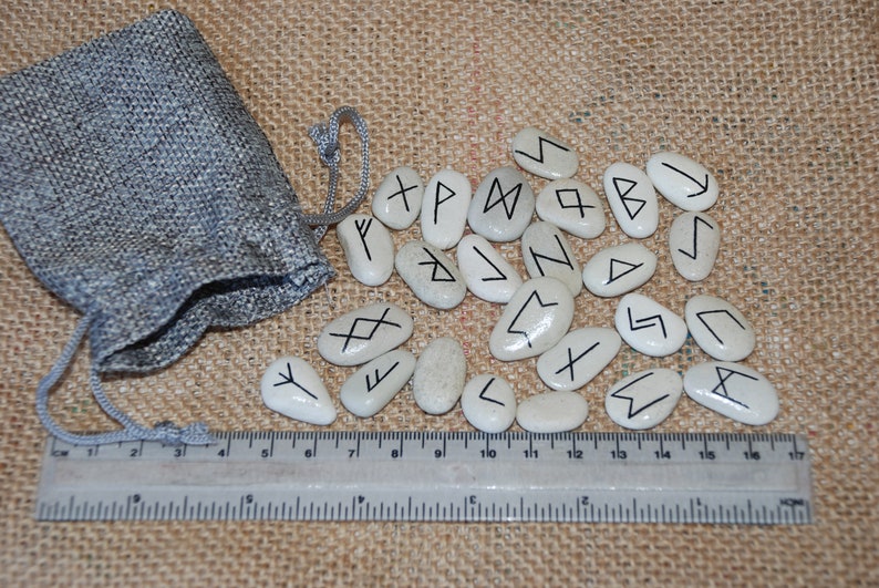 25 Tiny Stone Runes in a Small Pouch Elder Futhark Runes - Etsy