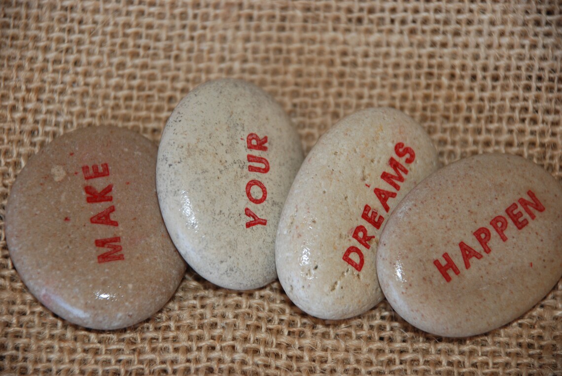 Set of 4 Pebbles Inspiration Motivation Message Wish | Etsy