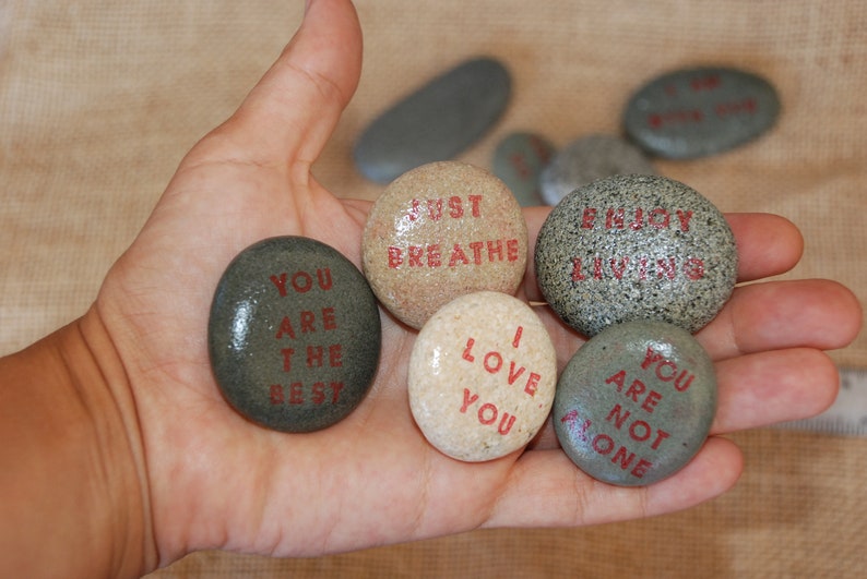 Inspiration Motivation Message Wish Word Pocket Stones | Etsy