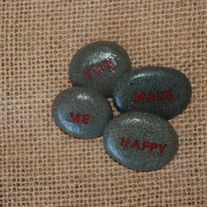 Set of 4 Pebbles Inspiration, Motivation, Message, Wish, Word Pocket ...