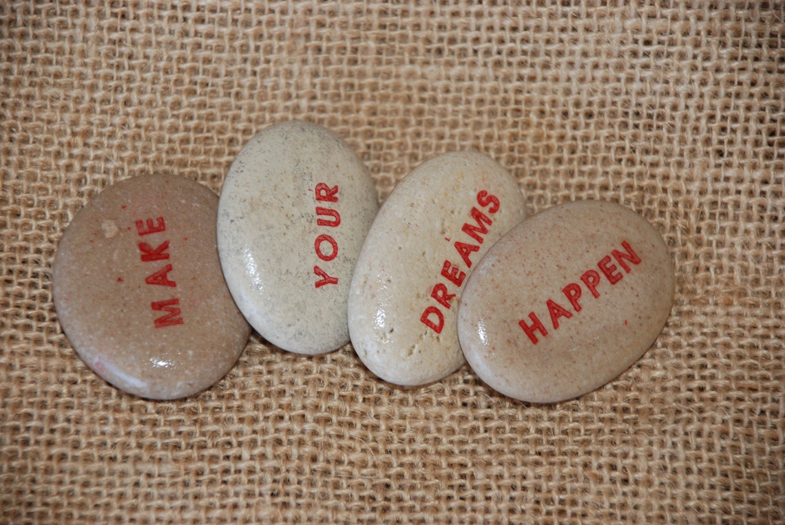 Set of 4 Pebbles Inspiration Motivation Message Wish | Etsy