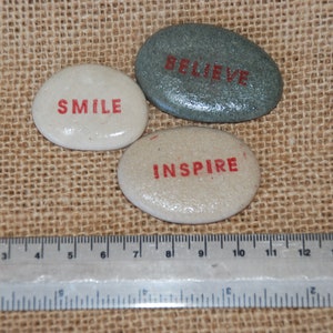 Set of 3 Pebbles Inspiration, Motivation, Message, Wish, Word Pocket ...