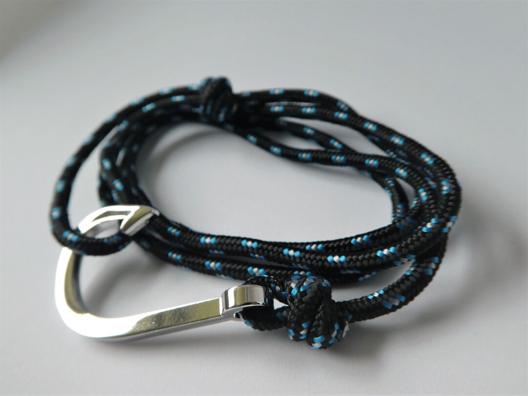 Nautical Rope Bracelet for Men, Black Cord With Hook Clasp - Etsy