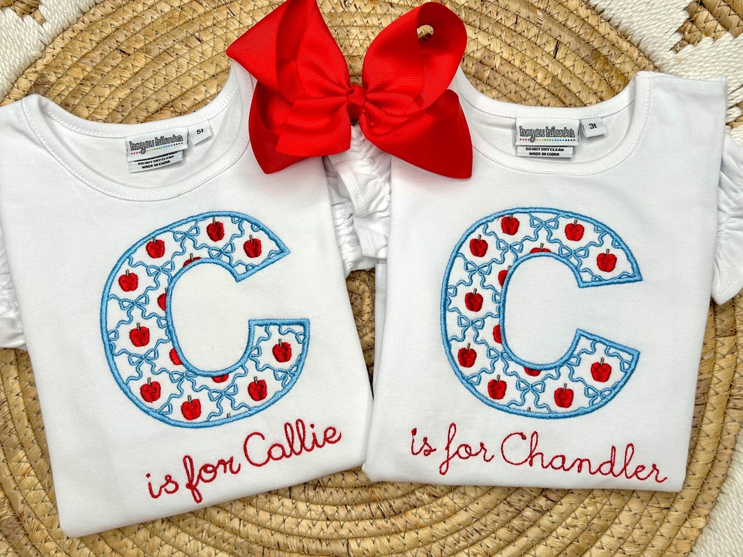 Embroidered Initial Back to School Shirt - Personalized Preschool Tee ...