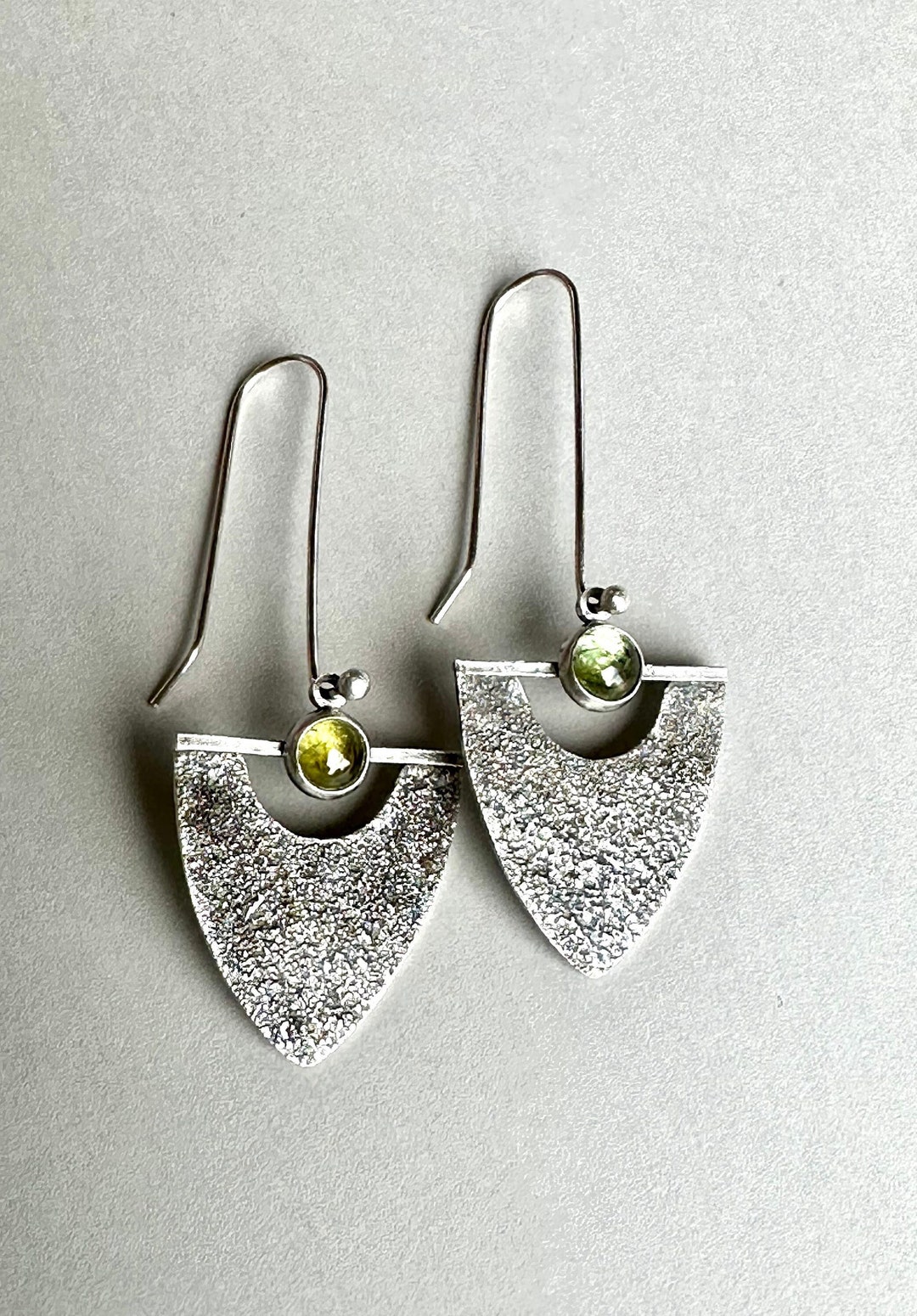 Verde, Green Tourmaline Earrings, Sterling Silver Earrings, Hand Forged ...