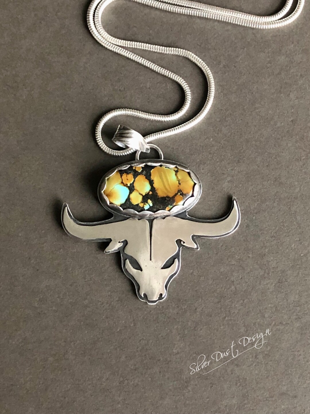 Texas Longhorn Necklace, Sterling Silver Pendant, Sterling Silver ...